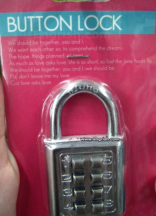 Now you know why I need a lock…